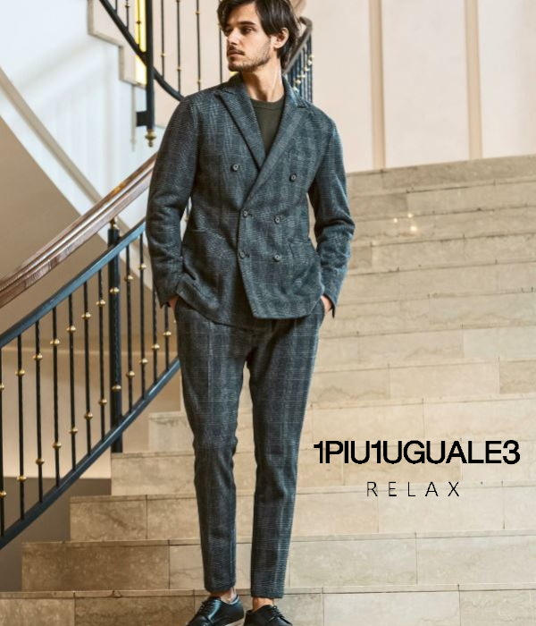 1PIU1UGUALE3 RELAX ウノピゥウノウグァーレトレ リラックス セットアップ メンズ ダブル スーツ 上下セット 大人 きれいめ グレンチェック