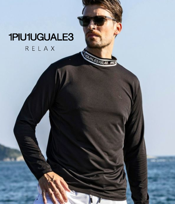 1PIU1UGUALE3 RELAX ウノピゥウノウグァーレトレ リラックス ネックロゴラッシュガード 長袖 Tシャツ レジャー プール ロンT 海 スポーツ サーフィン