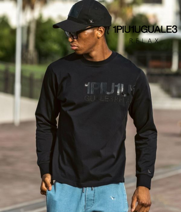 1PIU1UGUALE3 RELAX ウノピゥウノウグァーレトレ リラックス スタックロゴTシャツ メンズ ロンT 長袖 カットソー カジュアル スポーツ