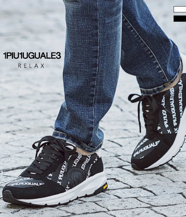 1PIU1UGUALE3 RELAX(ウノピゥウノウグァーレトレ)ハーフサークルロゴスニーカー メンズ シューズ 靴 ロゴ カジュアル スポーツ Vibram ビブラムソール ブランド