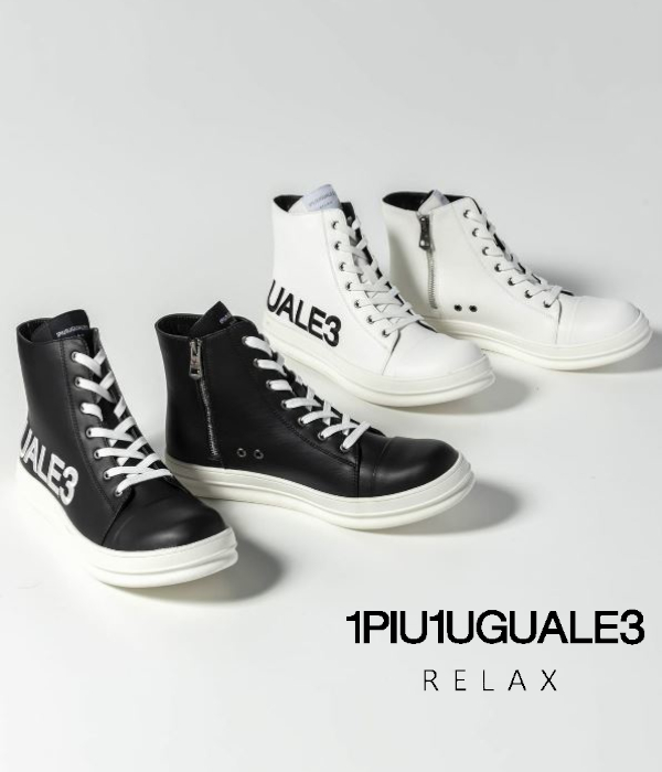 1PIU1UGUALE3 RELAX ウノピゥウノウグァーレトレ リラックス 刺繍ロゴハイカットスニーカー メンズ 靴 カジュアル シューズ