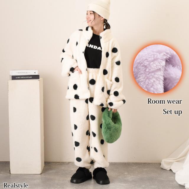 新作 セットアップ レディース 秋 冬 ルームウェア 長袖 大きいサイズ もこもこ フリース ボア ハイネック ゆったり 上下 暖かい 防寒 部屋着