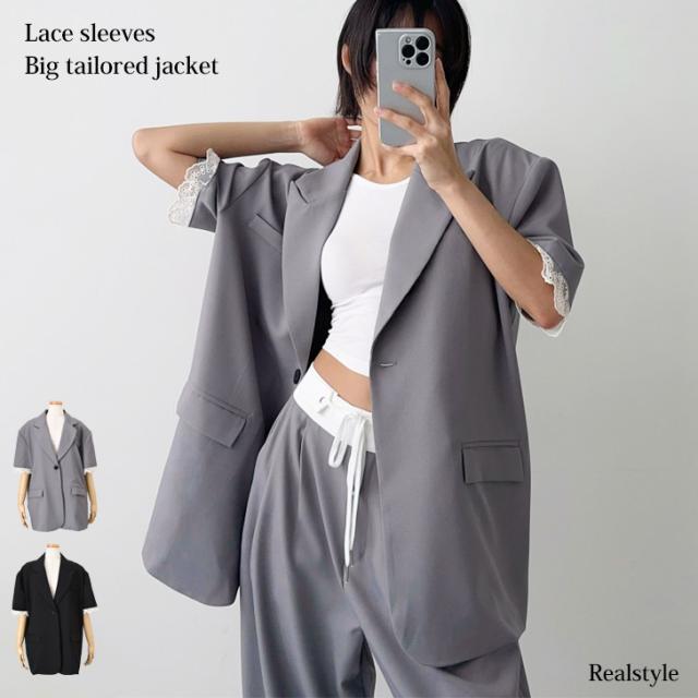 新作 ジャケット レディース セットアップ 夏 半袖 フォーマル テーラード アウター 羽織り 上着 大きいサイズ きれいめ オフィス カジュアル