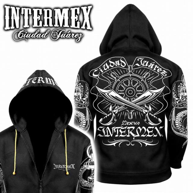 パーカー メンズファッション オラオラ系 INTERMEX itm-065 海賊 剣 面舵 ヤンキー ジャケット 上着 服 ヤクザ ブランド 胸刺繍 フード付き 長袖 ライダース バイク乗り ギャング チカーノ B系 HIPHOP系 バイカー 悪党の店 バースジャパン BIRTHJAPAN