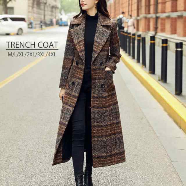レビュー高評価商品 レビュー高評価 新登場 数量限定入荷 おしゃれ 店長太鼓判 トレンチコート 長袖 大きいサイズあり トレンチ 在庫わずか MLXL2XL3XL4XL ロングコート 秋冬 コート 格子柄 ロング丈 チェック柄 冬用