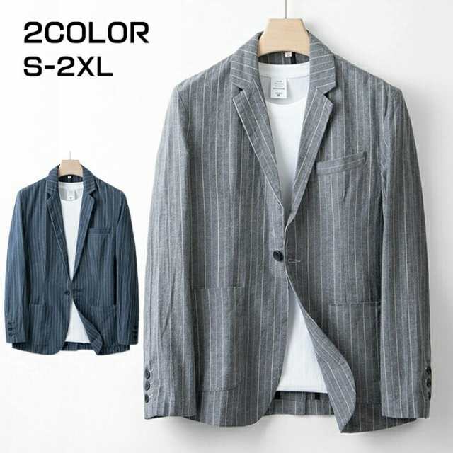 売上急増中 即納OK 多機能デザイン メンズ 秋の新作特集 春夏 サマージャケット ストライプ カジュアル ブレザー ジャケット 薄手 前開き リネン 麻 紳 送料無料 冬用