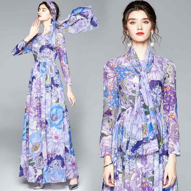 新登場 ランキング常連 モダン 家中時間充実化 毎日使える便利品 マキシ レトロ ワンピース 大きいサイズ 花柄 ロング パーティ スカーフ パーティドレス ドレス 夏 長袖 個性的 ワンピドレス 春 お買い得プライス 送料無料