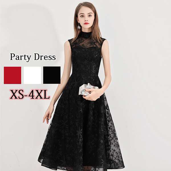 パーティードレス スパンコール 刺繍 サテン 5色 七分袖 ボートネック