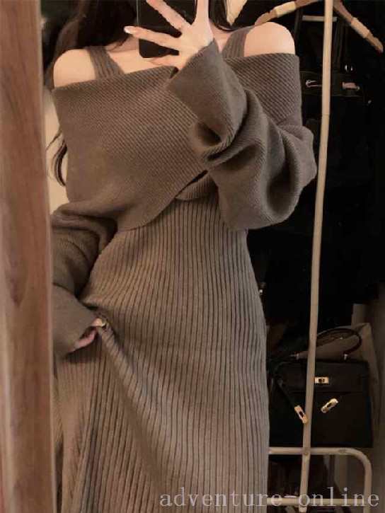 即納OK レビュー高評価 レディース 在庫限りの大特価 店長太鼓判 ニット 在庫わずか ワンピース ミニスカート ミニ丈 切り替え タイトスカート リ ドレス ショート丈 オープンショルダー オフショルダー お買い得プライス あったか 冬の新生活応援