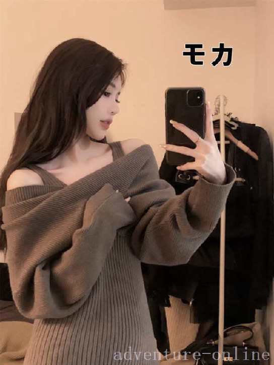 即納OK レビュー高評価 レディース 在庫限りの大特価 店長太鼓判 ニット 在庫わずか ワンピース ミニスカート ミニ丈 切り替え タイトスカート リ ドレス ショート丈 オープンショルダー オフショルダー お買い得プライス あったか 冬の新生活応援