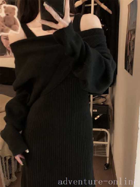 即納OK レビュー高評価 レディース 在庫限りの大特価 店長太鼓判 ニット 在庫わずか ワンピース ミニスカート ミニ丈 切り替え タイトスカート リ ドレス ショート丈 オープンショルダー オフショルダー お買い得プライス あったか 冬の新生活応援