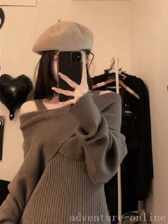 即納OK レビュー高評価 レディース 在庫限りの大特価 店長太鼓判 ニット 在庫わずか ワンピース ミニスカート ミニ丈 切り替え タイトスカート リ ドレス ショート丈 オープンショルダー オフショルダー お買い得プライス あったか 冬の新生活応援