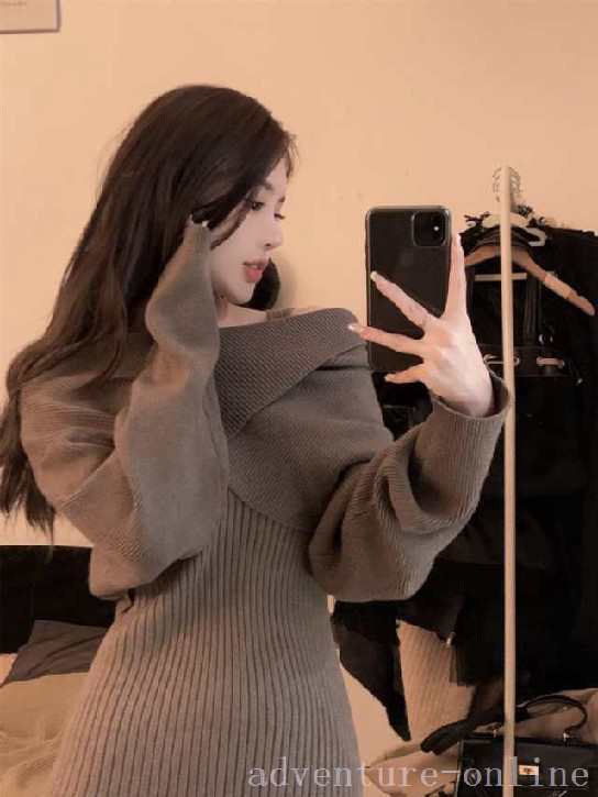 即納OK レビュー高評価 レディース 在庫限りの大特価 店長太鼓判 ニット 在庫わずか ワンピース ミニスカート ミニ丈 切り替え タイトスカート リ ドレス ショート丈 オープンショルダー オフショルダー お買い得プライス あったか 冬の新生活応援