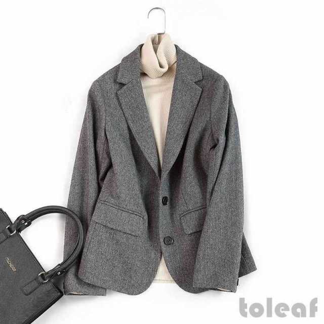 レビュー高評価商品 レビュー高評価 数量限定入荷 レディース 軽量仕様 品質安心 定番 秋冬 テーラードジャケット ベーシック ナチュラル オフ グレー アウターツイードウール エレガント 大きいサイズ 40代 送料無料 冬用