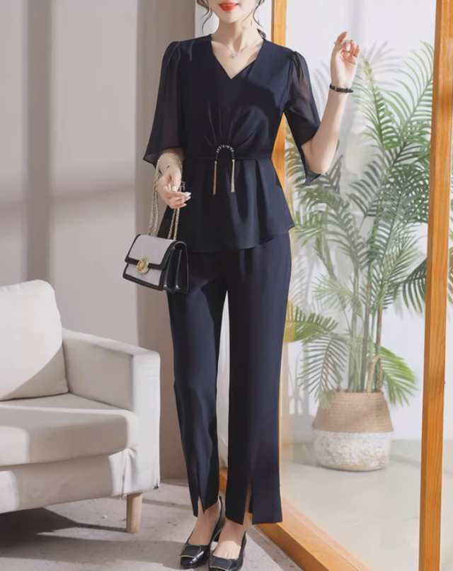 レビュー高評価 人気急上昇 レディース 生活快適特集 毎日使える便利品 大きいサイズ お呼ばれドレス 30代 セットアップ 結婚式 パーティードレス 50代 40代 パンツドレス 袖あり 上品 即納対応中 送料無料