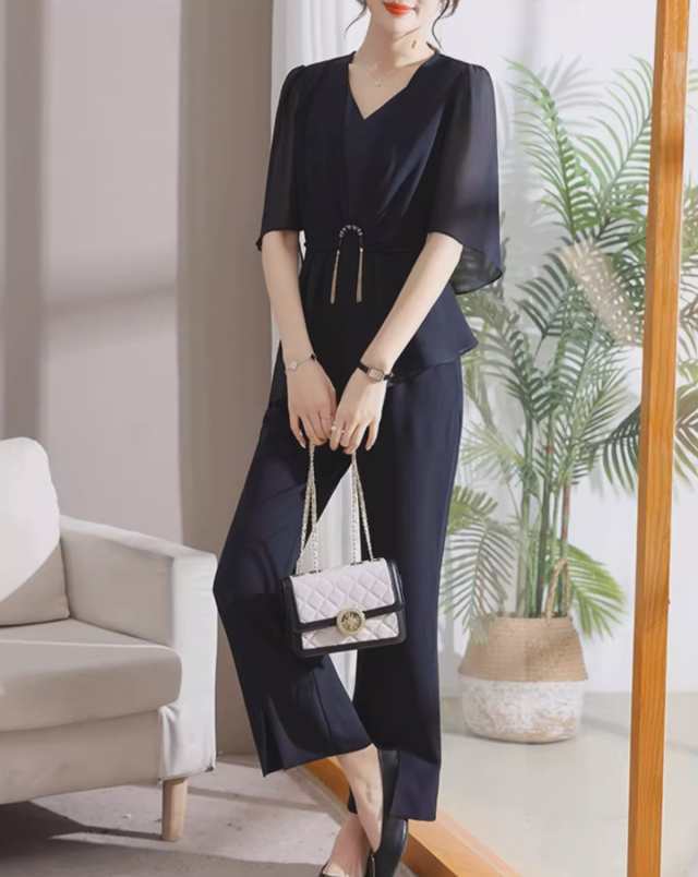 レビュー高評価 人気急上昇 レディース 生活快適特集 毎日使える便利品 大きいサイズ お呼ばれドレス 30代 セットアップ 結婚式 パーティードレス 50代 40代 パンツドレス 袖あり 上品 即納対応中 送料無料