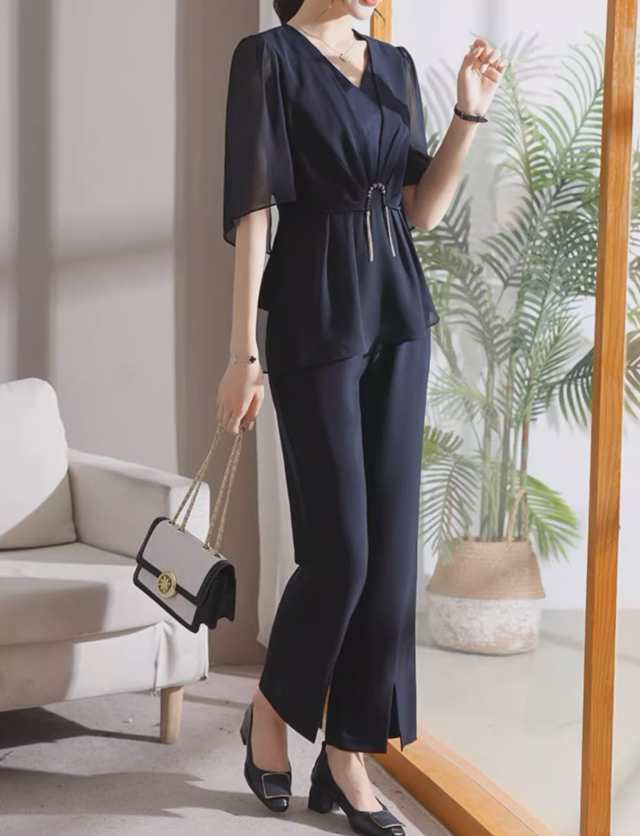 レビュー高評価 人気急上昇 レディース 生活快適特集 毎日使える便利品 大きいサイズ お呼ばれドレス 30代 セットアップ 結婚式 パーティードレス 50代 40代 パンツドレス 袖あり 上品 即納対応中 送料無料