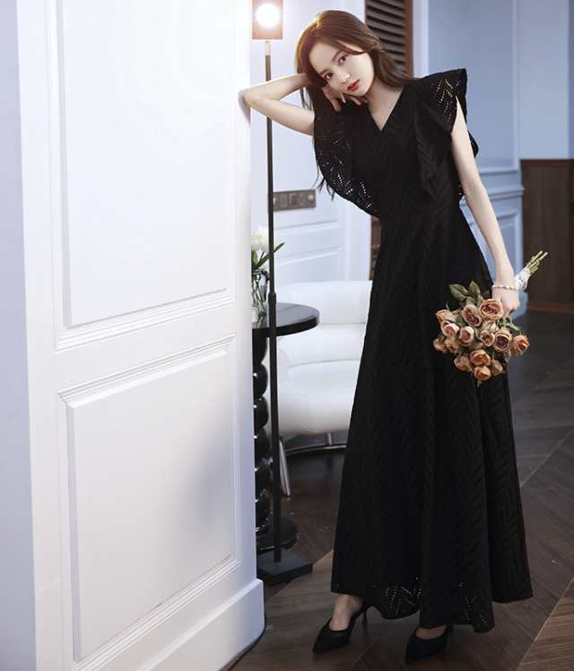 ランキング常連 生活快適特集 ギフトにも最適 大きいサイズ Vネック 総レース 黒 パーティードレス お呼ばれドレス 小さいサイズ ロング 収納便利 3L ロングドレス 結婚式ドレス 結婚式 即納対応中 送料無料 クリスマスギフト