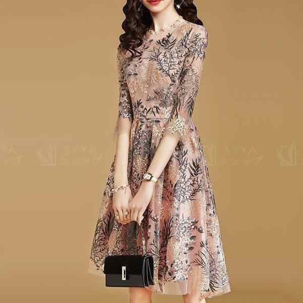レビュー高評価商品 数量限定入荷 多機能デザイン お呼ばれ フォーマルドレス 収納便利 刺繍 SNS話題 パーティードレス 韓国風 二次会 結婚式 40代 ロング 披 袖あり 大きいサイズ レースワンピース 送料無料