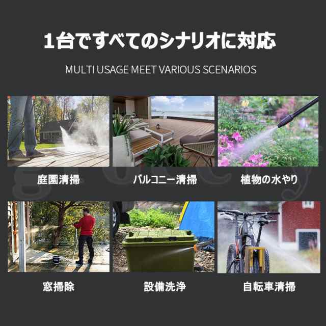 高圧洗浄機 コードレス 充電式 18Vバッテリー対応 小型 軽量 5.0MPa 自吸式 LEDバッテリー残量表示 収納ボックス付き 強力噴射 家庭用 洗浄機 温水 掃除