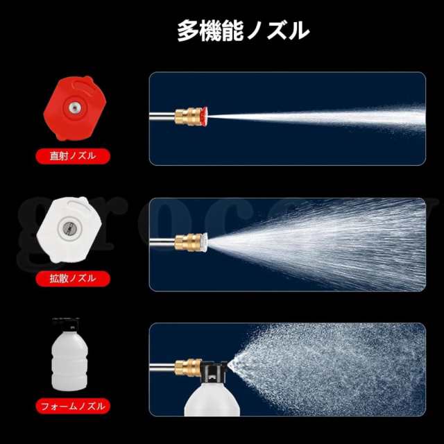 高圧洗浄機 コードレス 充電式 18Vバッテリー対応 小型 軽量 5.0MPa 自吸式 LEDバッテリー残量表示 収納ボックス付き 強力噴射 家庭用 洗浄機 温水 掃除