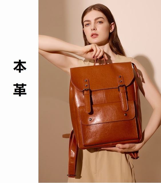 リュックサック デイパック 本革 ポケット多数 仕切り スクエアバッグ A4  レトロ 小物入れ 手提げ トレンディー