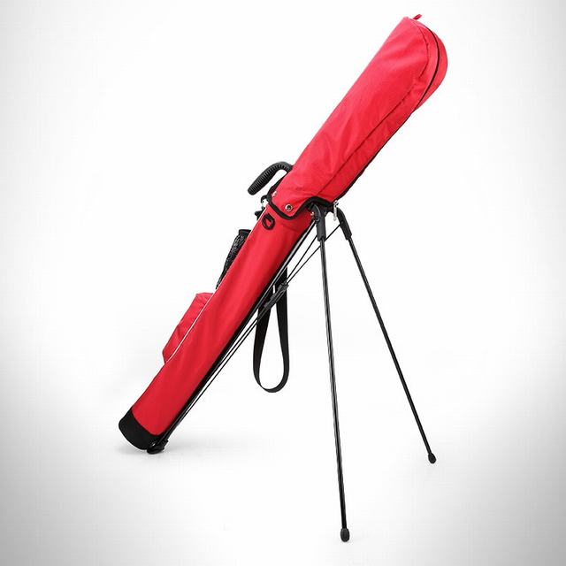 クラブケース スタンド 背負える ゴルフ ショルダーベルト フード付き キャディバッグ セルフスタンド ゴルフバッグ 軽量　撥水加工 レッド