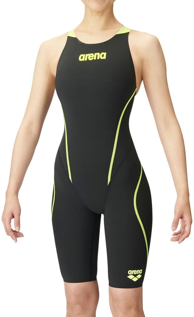 アリーナ arena スイミング ジュニア 競泳用水着 ハーフスパッツ オープンバック クロスバック キッズ 子供 水泳 スイム 試合 レース プール トレーニング 練習 WA FINA 承認  ARN1010WJ BKYL