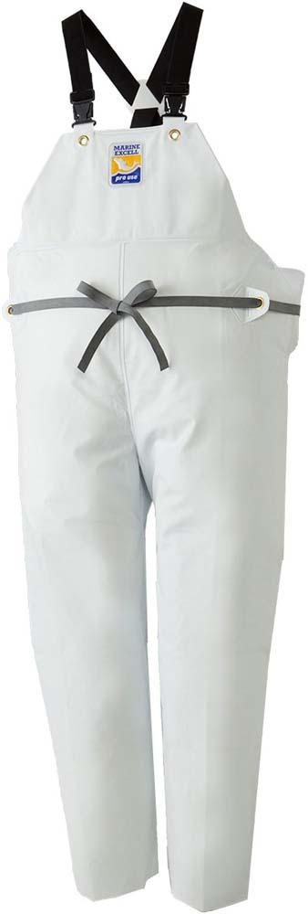 ロゴス LOGOS アウトドア マリンエクセル 胸当て付ズボン ホワイト 3L レインパンツ パンツ ズボン 撥水 防水 耐寒 水産業 遠洋・中近海作業 湾岸作業 養殖業 水産加工業  12063610
