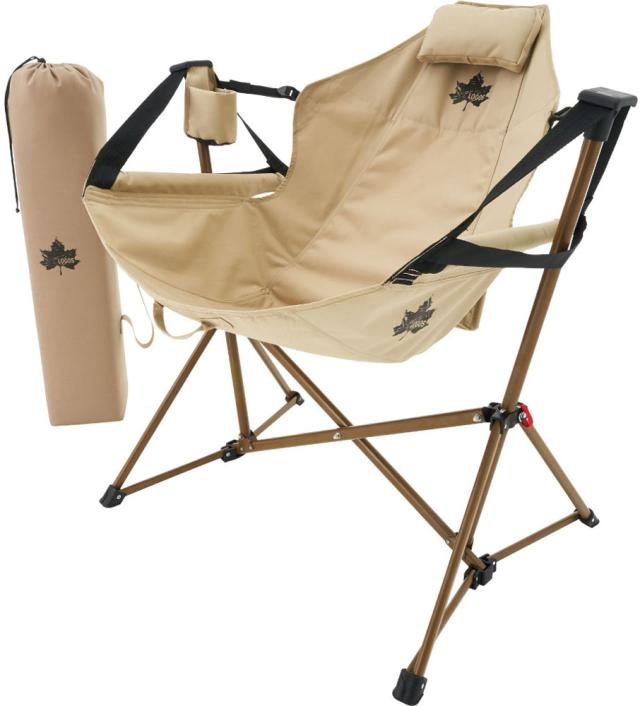 ロゴス LOGOS アウトドア Tradcanvas ゆらゆらハンモックチェア イス 椅子 ミニまくら付き サイドポケット付き 組み立て式 リラックス リクライニング キャンプ ピクニック  73173159