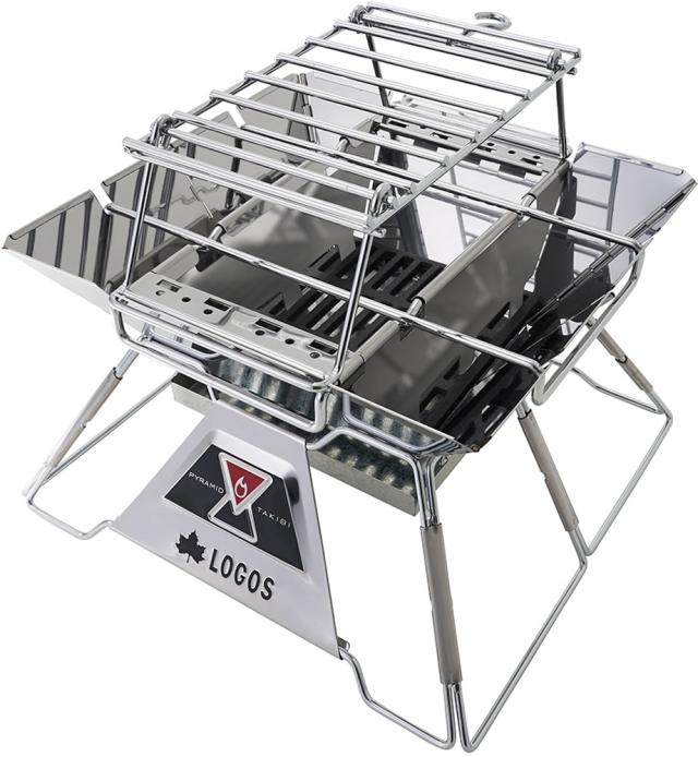 ロゴス LOGOS アウトドア LOGOS the ピラミッドTAKIBI M ・コンプリートDX 焚き火台 たき火 キャンプ バーベキュー コンロ グリル 鍋料理 串焼き コンパクト収納  81064178
