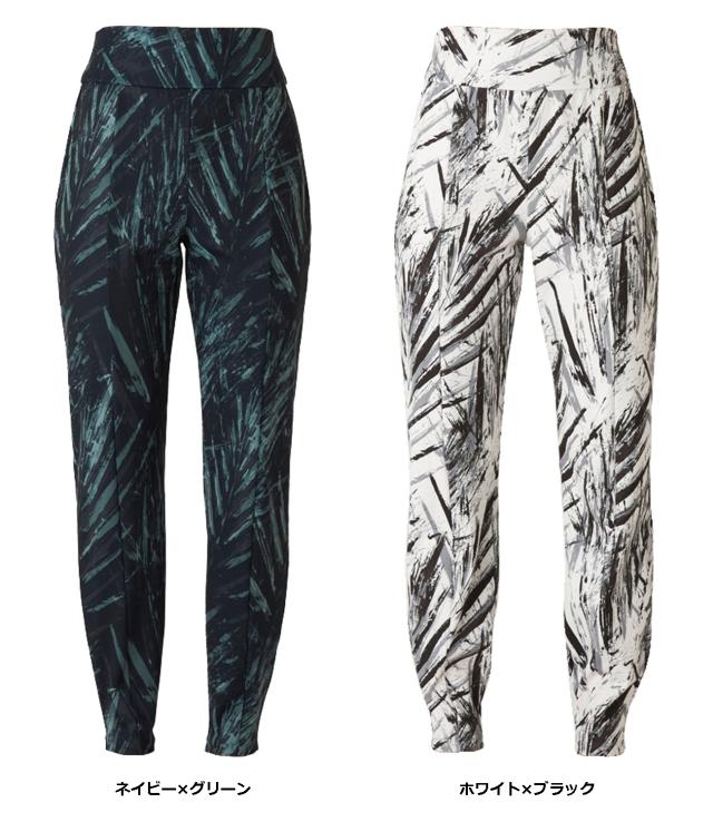 リアルストーン RealStone リラックスロングパンツ レディース ヨガ ジム ピラティス ボトムス デイリー ウォーキング リーフ柄 柄物 着心地 長ズボン  RSL595S