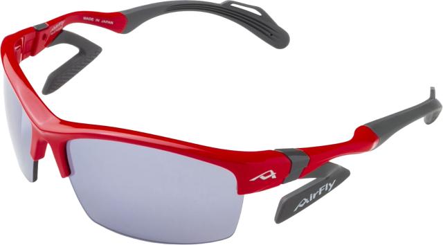 エアフライ Airfly 鼻パッドのないスポーツサングラス AF-303 C-4 レッド 反射防止 可視光線透過率24 UVカット率99以上 女性 ラウンドシェイプタイプ 熱中症対策  AF303C4