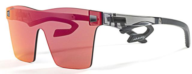 エアフライ Airfly AF-501スポーツカジュアルサングラス偏光レンズ装着モデル クリアーグレー×偏光パープルミラー 世界特許取得 鼻パッド無し 反射光 軽量 熱中症対策 眼鏡  AF501C4