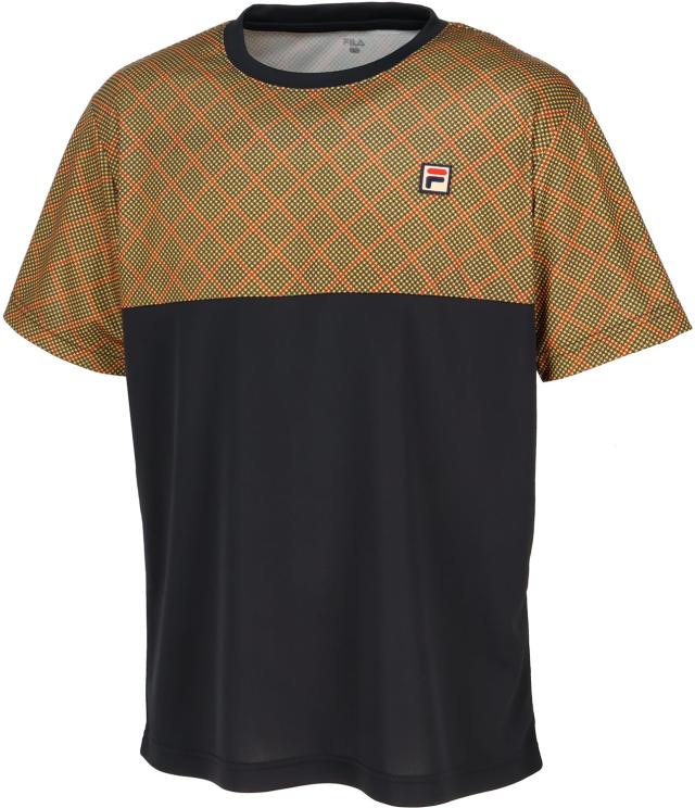 フィラ FILA テニス ゲームシャツ メンズ 男性 大人 半袖 Tシャツ トップス ウェア ロゴ グレンチェックプリント 部活動 クラブ サークル スクール 練習 試合 トレーニング  EM0260