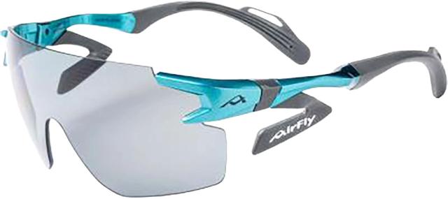 エアフライ Airfly 鼻パッドがないスポーツサングラス AF-302 C-32WP エメラルドグリーン偏光グレーワイドプロテクトレンズ装着  AF302C32WP