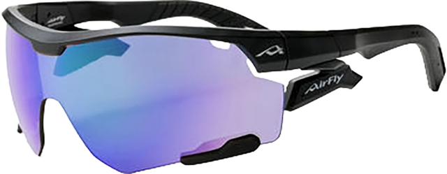 エアフライ Airfly 鼻パッドがないスポーツサングラス AF-30X C-1 ブラックマットスポーティシェイプ 7 カーブ 偏光ブルーピンクレンズ装着  AF30XC1PP