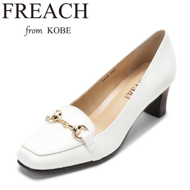 フリーチ FREACH PS5226 レディース靴 靴 シューズ 3E相当 パンプス ローファー 低反発 抗菌 消臭 ビット ゴールド 金具 ビジネス オフィス 通勤 スクエアトゥ モード オフホワイト