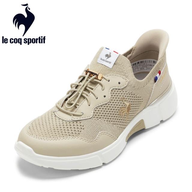 ルコックスポルティフ le coq sportif LU5SSN06LZ レディース靴 靴 シューズ 3E スニーカー 撥水 ランニングシューズ ワイド ゆったり 柔らかい ニット ローカットスニーカー 屈曲性 フィット ベージュ×ゴールド