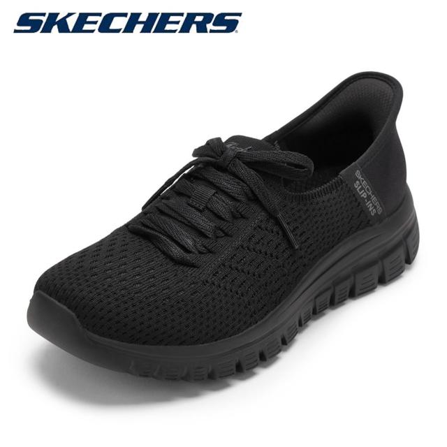 スケッチャーズ SKECHERS 100736 スニーカー ウォーキング シューズ 軽量 スリップインズ クッション性 GRACEFUL - FIRST ストレッチ ローカットスニーカー 人気 ブランド ブラック×ブラック