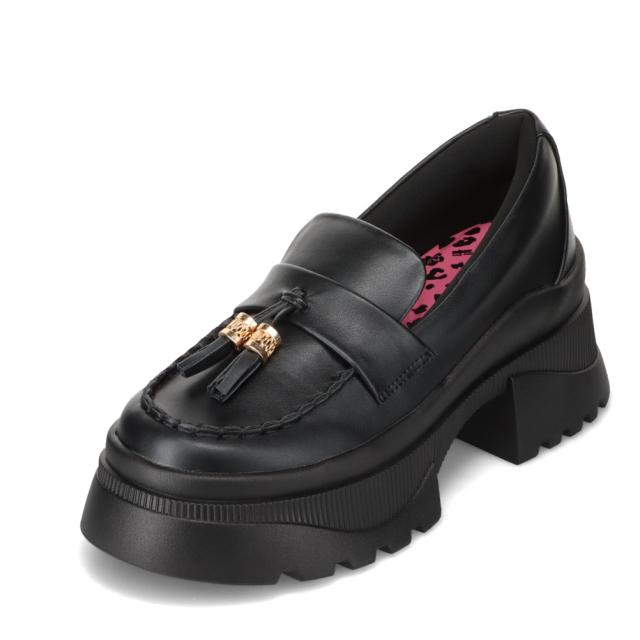 ローズファンファン ROSE FAN FAN RF-703A レディース靴 靴 シューズ 2E ローファー カジュアル マニッシュ シューズ 厚底 ボリュームソール チャンキーソール ゴールド 金具 タッセル トラッド モード ブラック