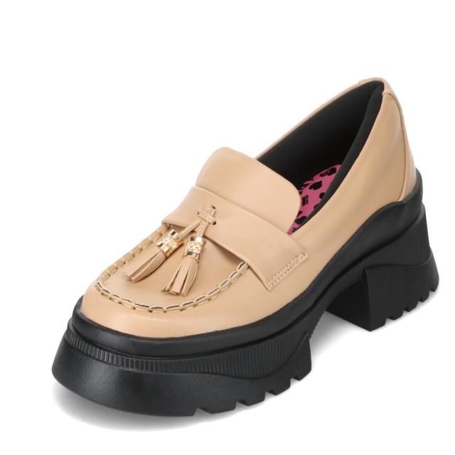 ローズファンファン ROSE FAN FAN RF-703A レディース靴 靴 シューズ 2E ローファー カジュアル マニッシュ シューズ 厚底 ボリュームソール チャンキーソール ゴールド 金具 タッセル トラッド モード ベージュ