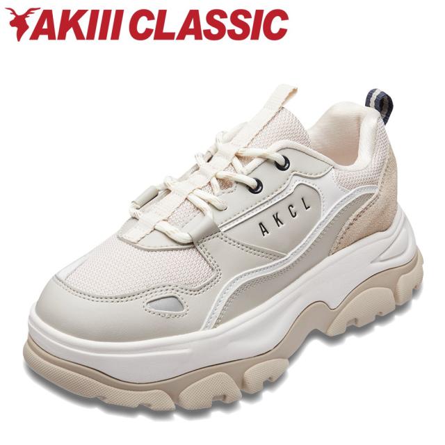 スニーカー レディース ダッドシューズ URBAN OVER SOLE ボリュームソール 厚底 韓国 ローカットスニーカー 人気 ブランド 3E相当 アキクラシック AKIII CLASSIC AKC-0068 グレー 靴 シューズ