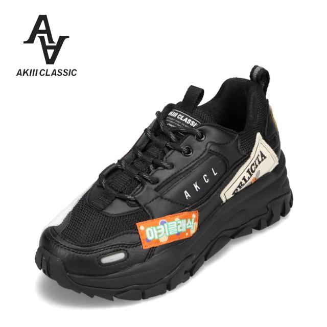 レディース スニーカー ローカットスニーカー ボリュームソール 厚底  AKC-0091 レディース靴 靴 シューズ ワッペン 韓国 人気 ブランド ブラック アキクラシック AKIII CLASSIC