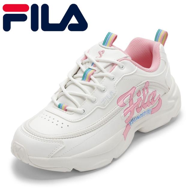 フィラ FILA UFW25078-116 レディース靴 靴 シューズ 2E相当 スニーカー 厚底 ダッド RTSCRIPT 脚長 ボリュームソール 限定 トレンド Y2K ロゴ 人気 ブランド ホワイト×ピンク