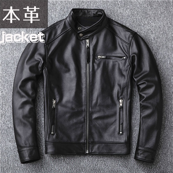 ライダースジャケット メンズ 定番スタイル シンプル 大人の逸品 立ち襟 上質な牛革 本革 レザー ジャケット ライダース カジュアル 革ジャン 秋冬