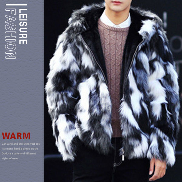 毛皮コート ファーコート メンズ ショートコート アウター ジャケット フード付き 裏起毛 フェイクファー モコモコ 暖かい 高級感 おしゃれ