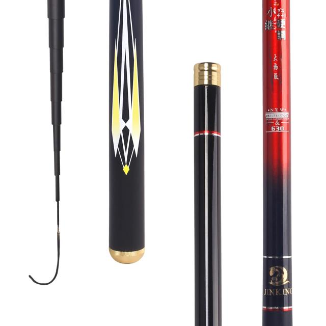 レッド_630 JINKING 渓流竿 ロッド 釣り竿 カーボンロッド 仕舞寸法73cm 超軽量 超硬調万能小継 コンパクト延べ竿 大中小魚万能竿 630