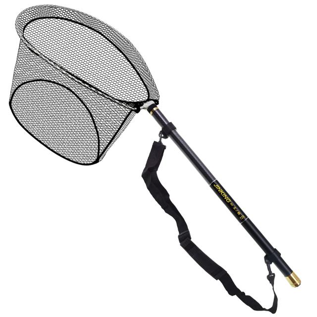 7.2M_ブラック-グリップ JINKING 玉網 タモ網 ランディングネット伸縮 全長7.2M 小継玉の柄 たも網 釣りタモ タモ網 折りたたみ 玉ノ柄 カーボン製 淡水海水両用