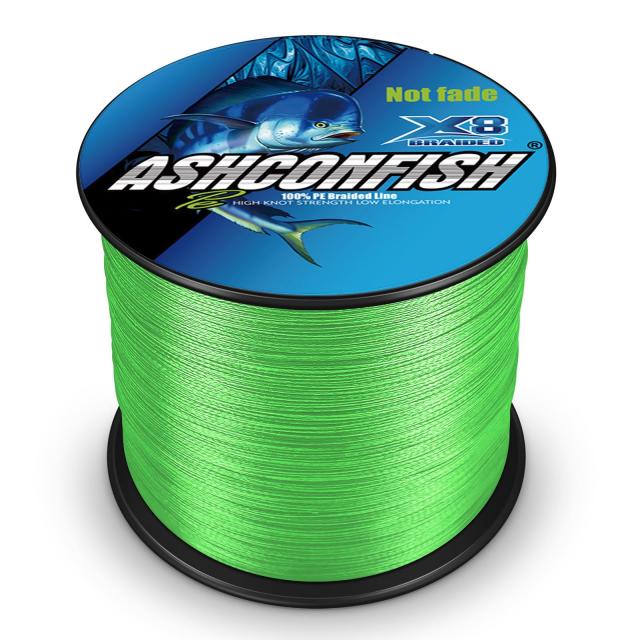 10号（110LB/49.8KG）_８編 ブライトグリーン 1000M Ashconfish PEライン 8編 釣り糸 1000m 釣りライン 釣糸 ブライトグリーン 色落ちしない 1-10号